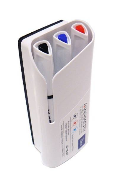 Marker suchościeralny ze stożkową końcówką 3 kolory + gąbka magnetyczna ...